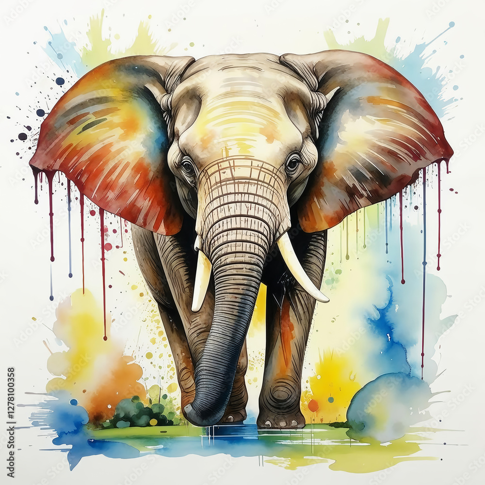 an adult, big elephant. a wild African animal. an illustration ...