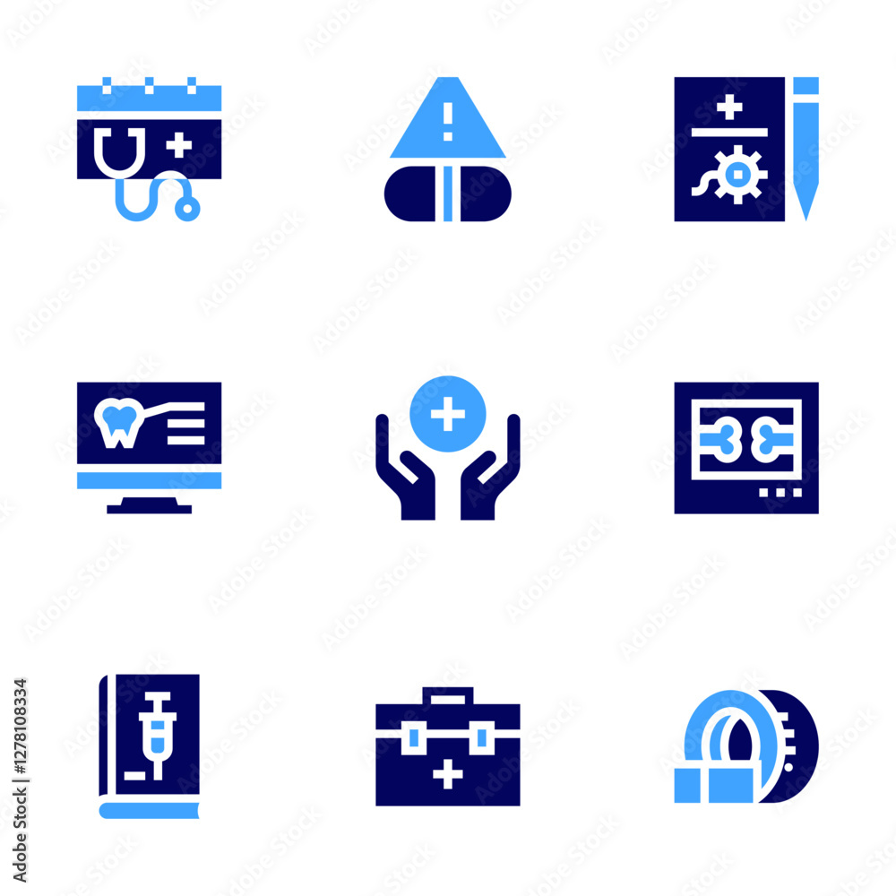 Medical icon set. Bold style. Duotone colors. medical report ...