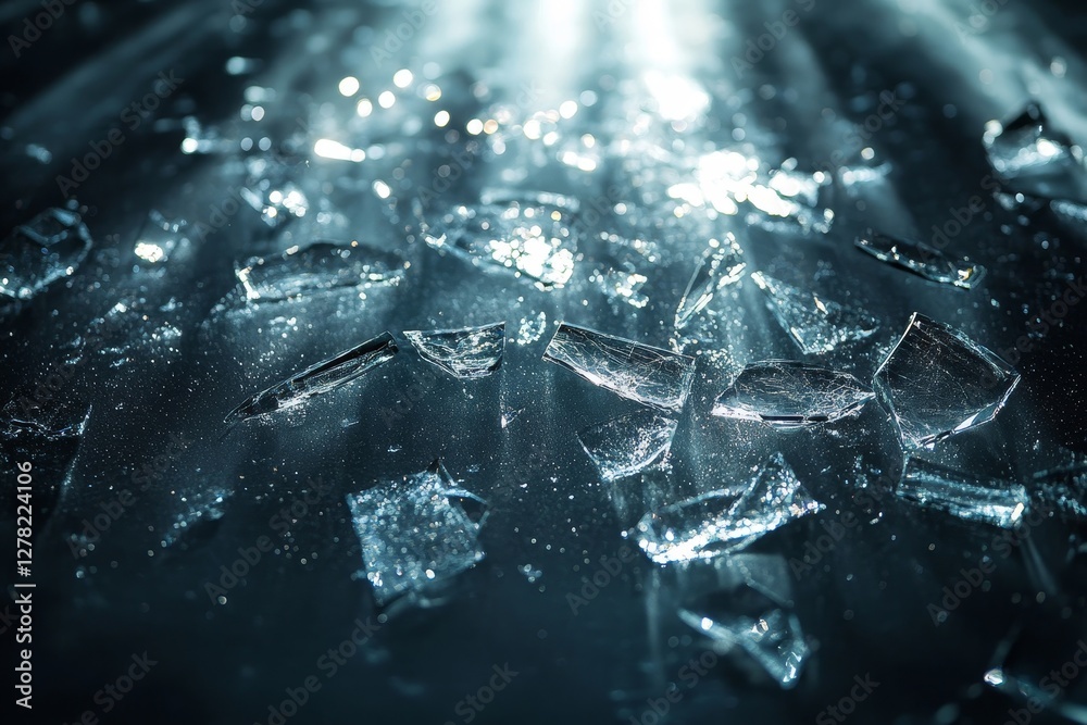 Shattered glass with a moody atmosphere, creating a sense of ...