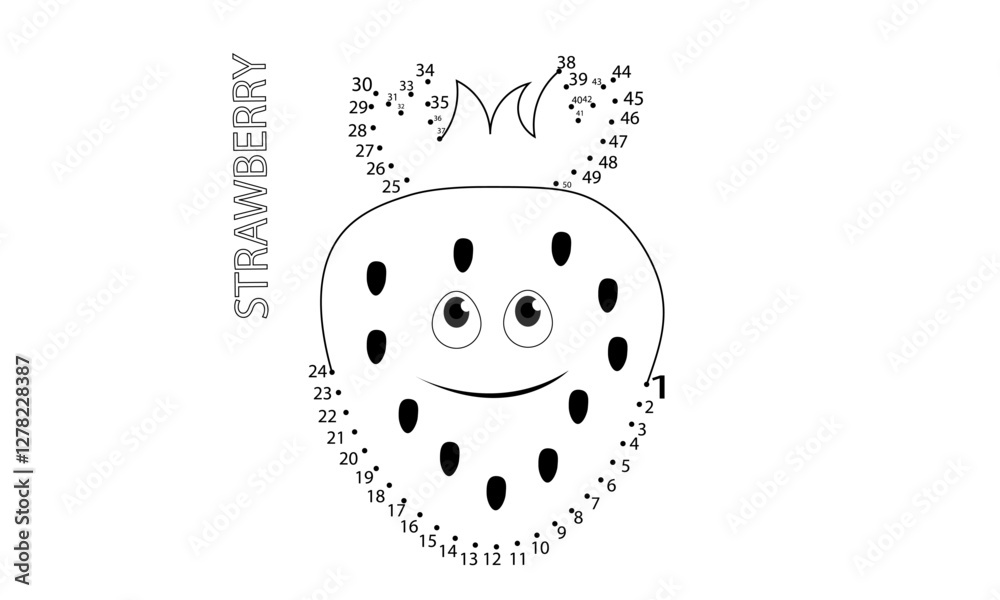Strawberry Dot to Dot Printable Coloring Page for Children - Fun and ...