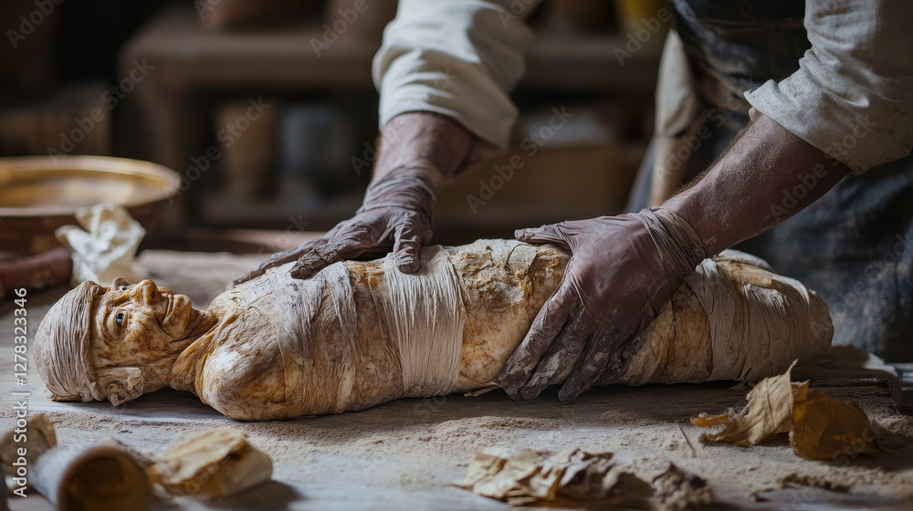 Mummy creation cartoon vector infographic illustration. Stages of ...