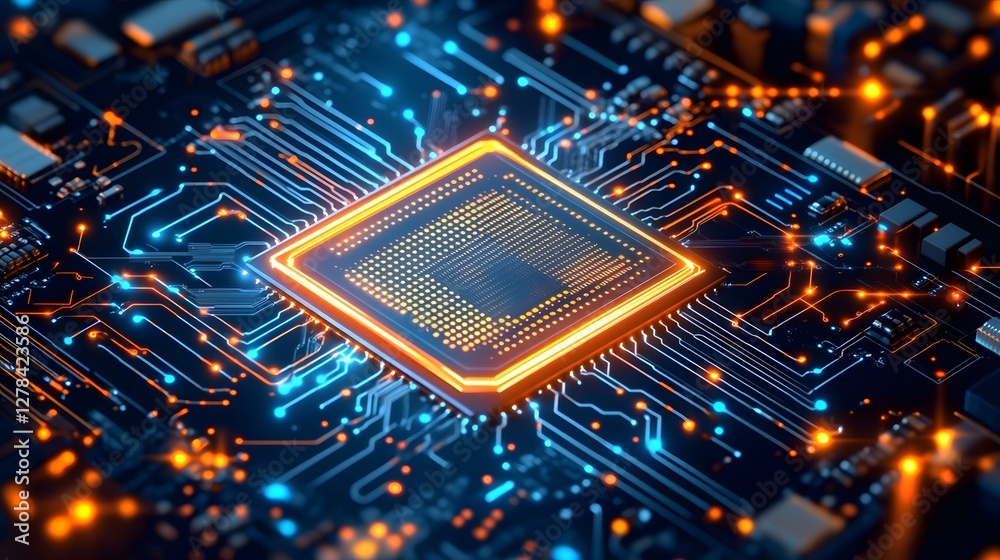 Conceptual diagram of CPU interwoven with circuits and chips Stock ...
