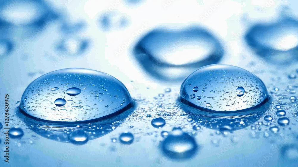 Water drops on transparent background, condensation, rain droplets with light reflection on ...