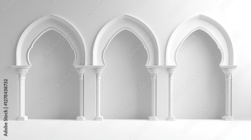 Arab windows set on white wall background. Vector realistic ...