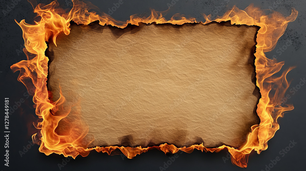 Burn paper holes and borders, burnt page with smoldering fire on ...