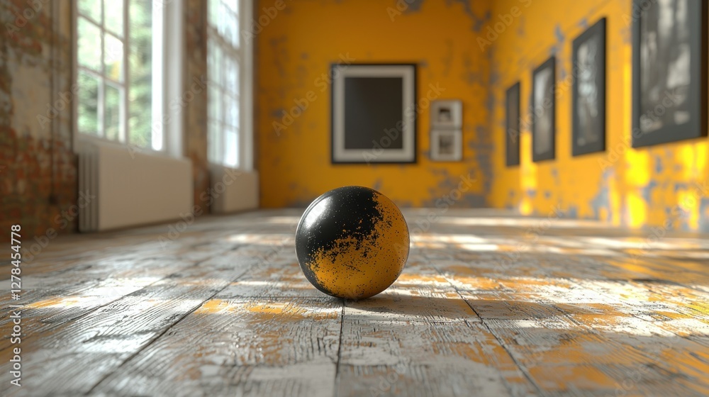 Sphere in a Rustic Art Gallery: A Still Life Stock Illustration | Adobe ...