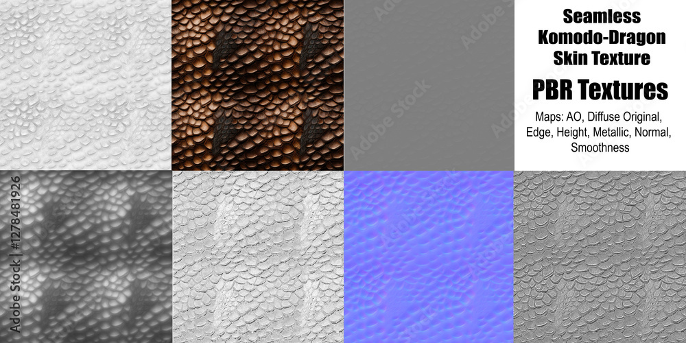 Komodo Dragon Skin Texture PBR Texture All Maps 3D Design Stock ...