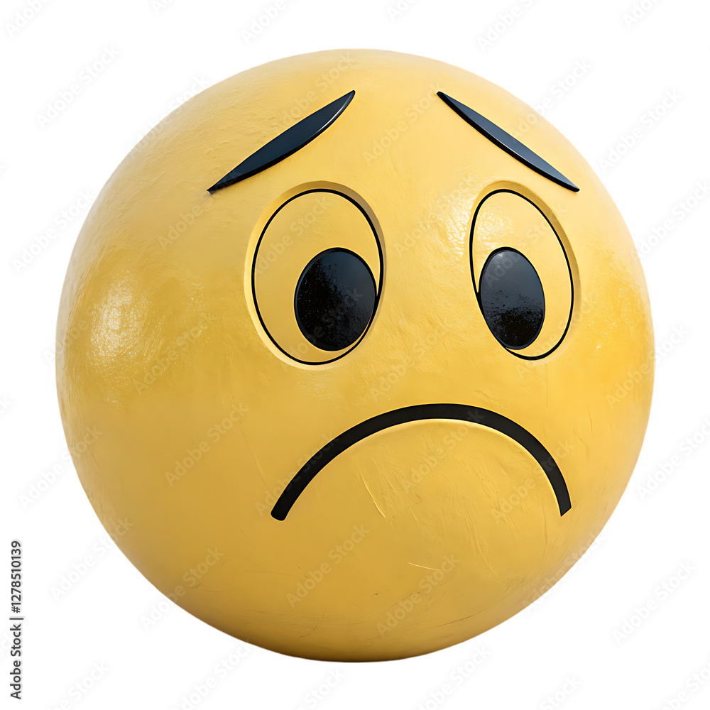The large very sad face emoji illustration isolated on white background ...