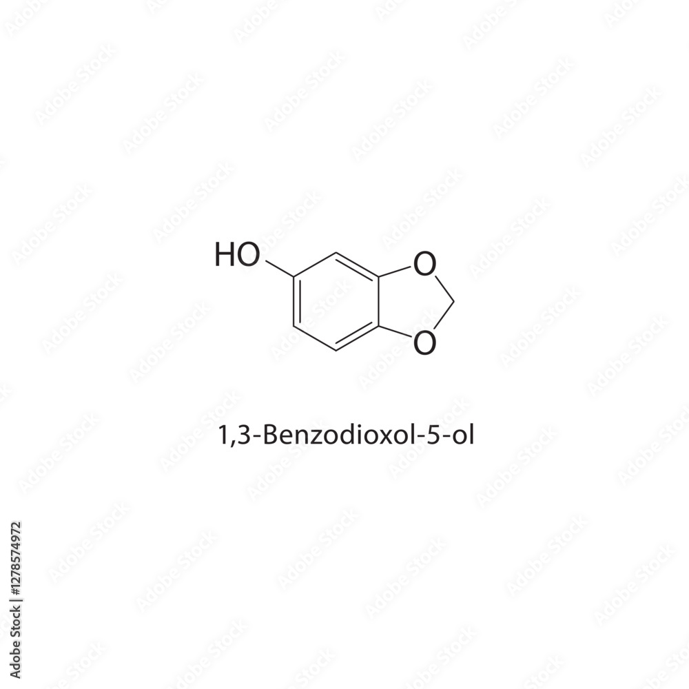1,3-Benzodioxol-5-ol skeletal structure.Phenol compound schematic ...