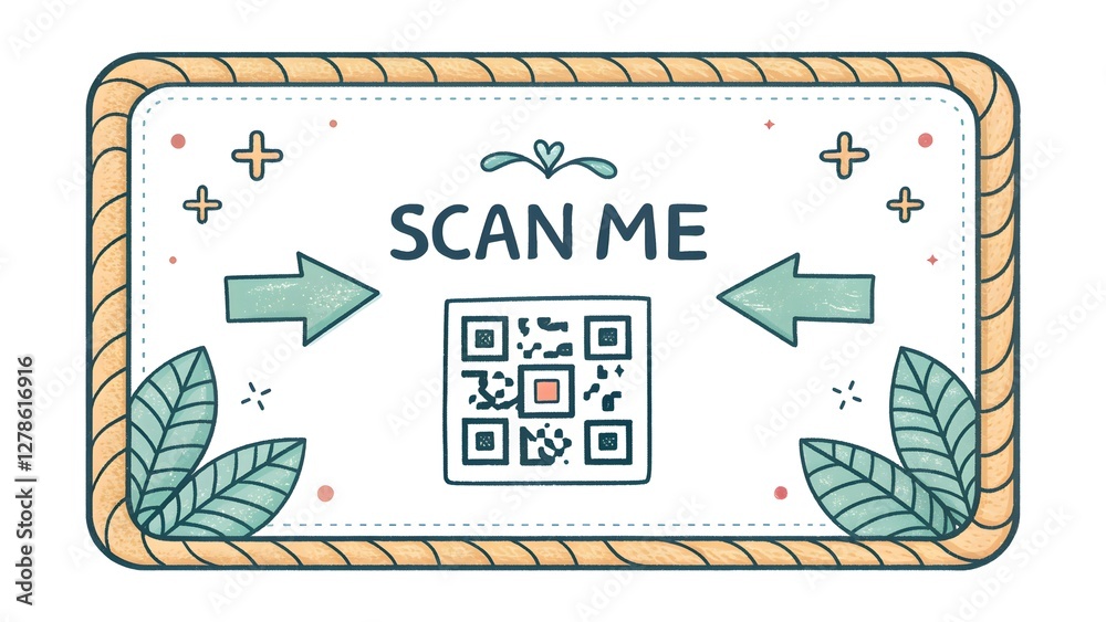 Hand drawn qr code frame with arrows scan me Stock Illustration | Adobe ...