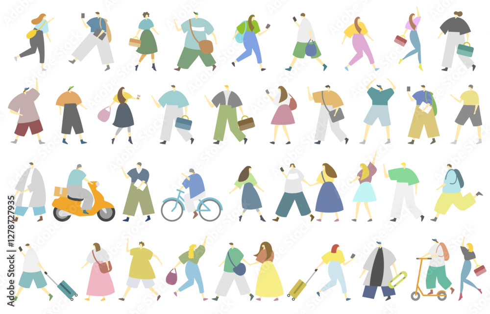 Unique silhouette flat vector urban people illustration collections ...