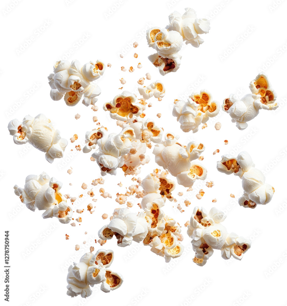 PNG Group of exploding popcorn background isolated snack. Stock Photo ...