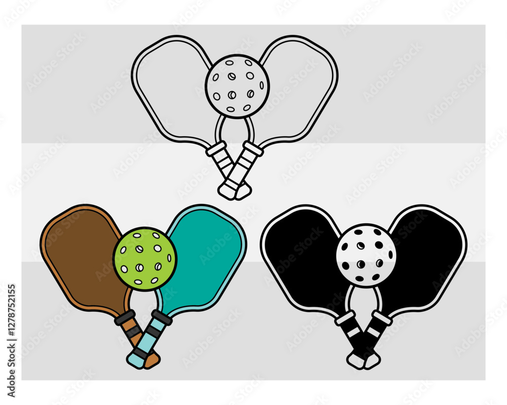 Pickleball Paddle SVG Silhouette Bundle, Pickleball Paddle Silhouette ...