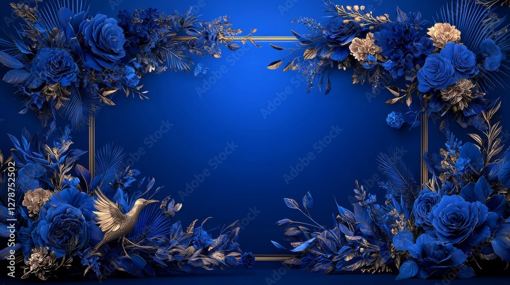 Luxurious traditional membership card design with royal blue and gold ...