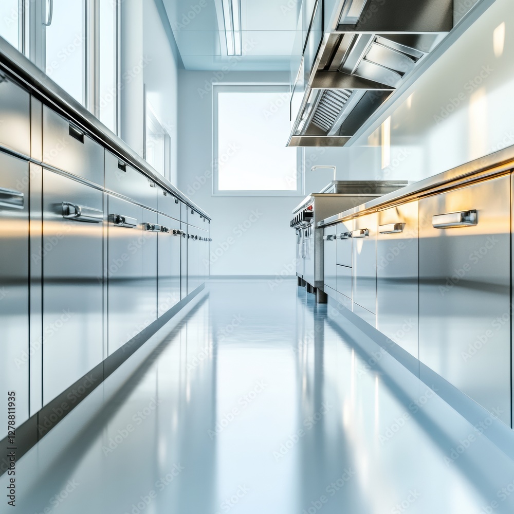 Sleek Industrial Kitchen Design Stainless Steel Surfaces with Modern ...