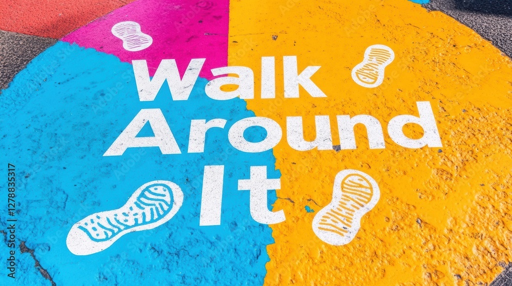 Colorful Urban Play on National Walk Around Things Day Vibrant Sidewalk ...