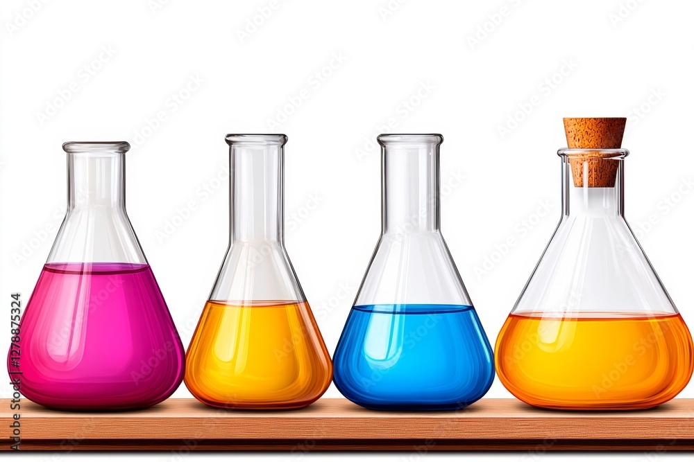 Chemistry lab equipment Flasks, beakers and burner science instruments ...