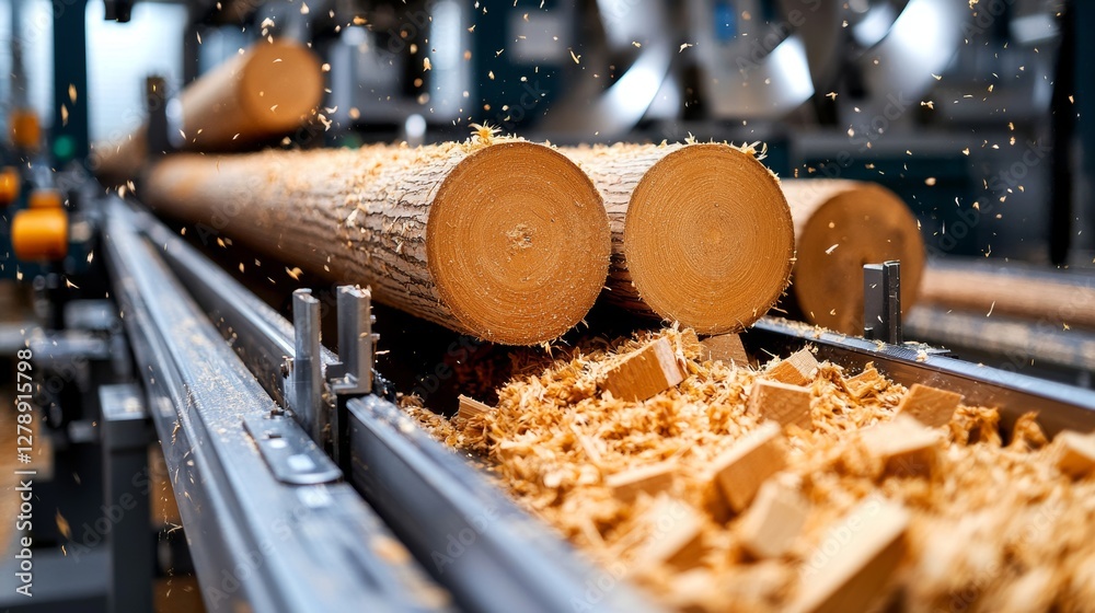 Timber Logs Processing in Modern Industry Sawmill Facility Machinery ...