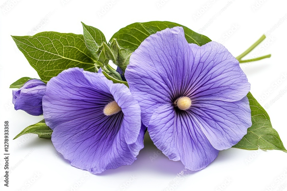 Butterfly pea blue flowers or Clitoria ternatea set isolated on ...
