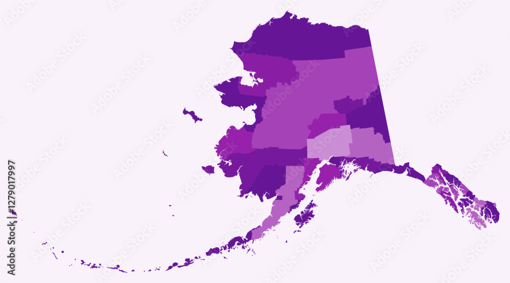 Map of Alaska with counties. A simple state border map with county ...