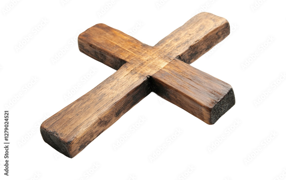 Ash-covered wooden cross in solemn design Isolated on transparent ...