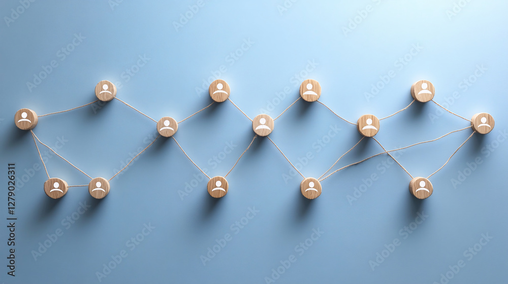 digital illustration of social network graph with interconnected nodes ...