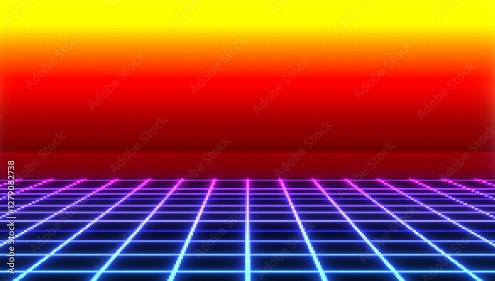 80s - 90s Retro Sci-Fi Background, pixel art 8 bit game style. surface ...