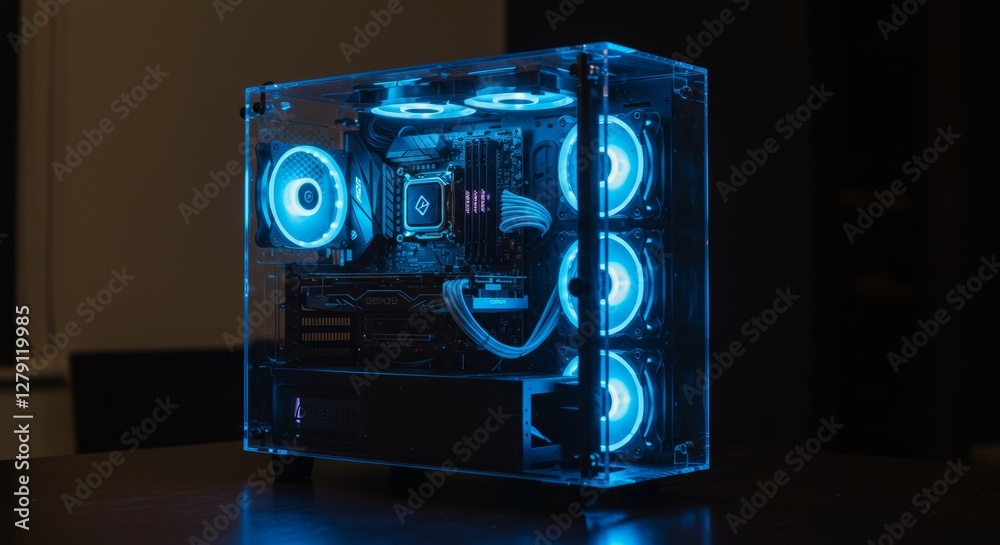Illuminated computer build showcased in transparent casing for ...