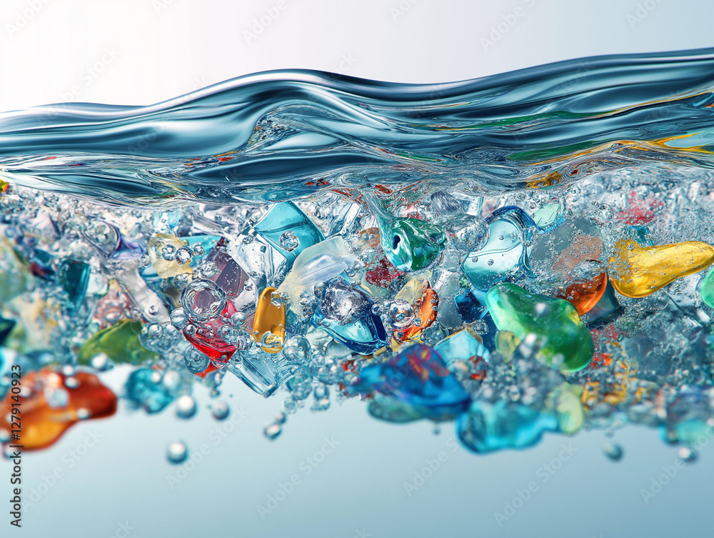 Microplastics nanoplastics pollution. Ocean impact. Environment health ...