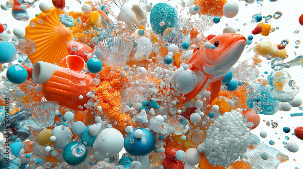 Microplastics nanoplastics pollution. Ocean impact. Environment health ...