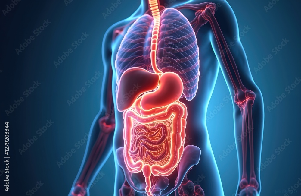 Stock-Illustration „3D anatomical illustration of human body with ...
