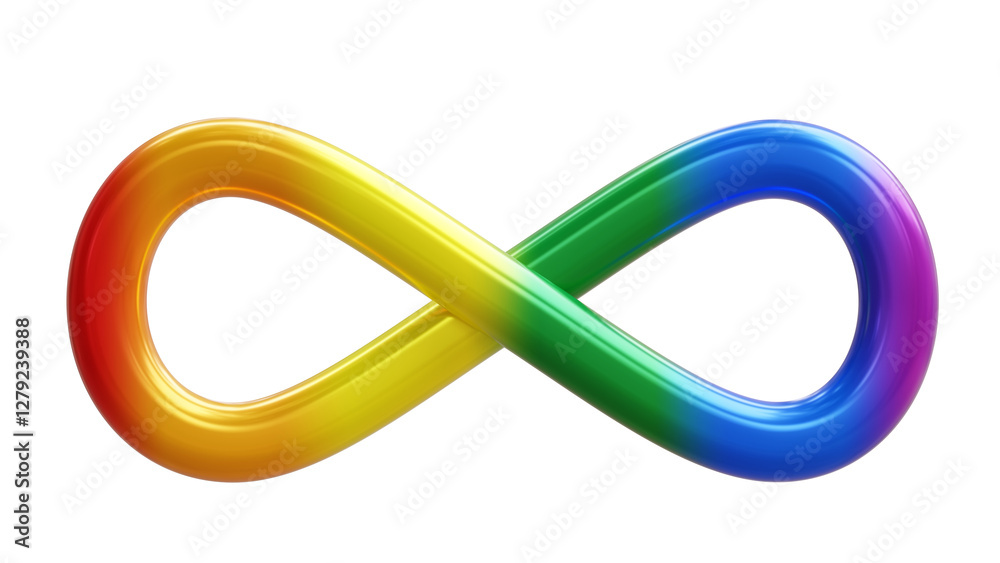 Rainbow Infinity symbol isolated on white, transparent. World Autism ...