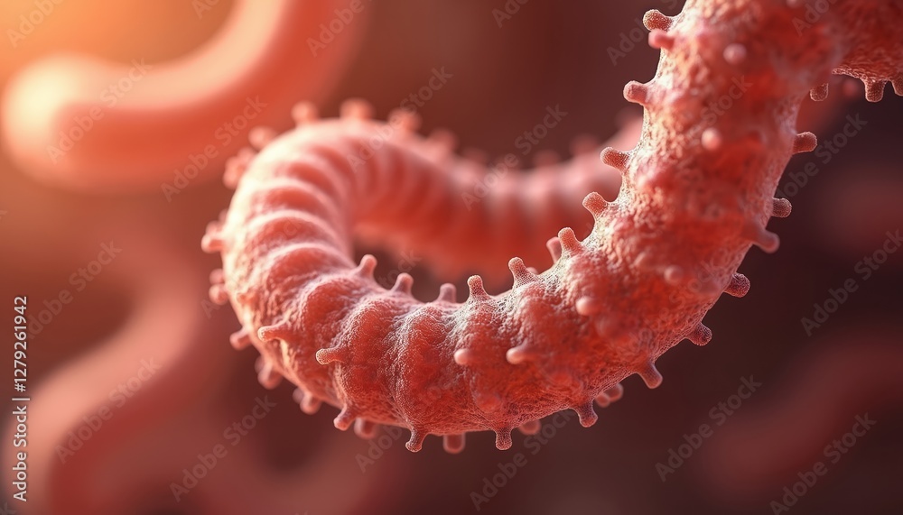 Close-up of syphilis spirochete bacterium. Details of infection ...