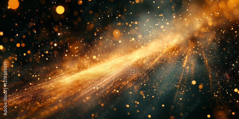 Radiant Sun Rays Background with Sparkling Lens Flare Effect on Black ...