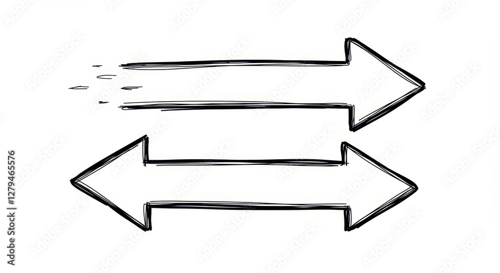 Double Arrows Sketch Illustration - Hand-drawn sketch of two arrows ...