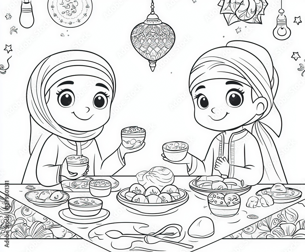 A festive playdate with Ramadan-themed snacks, coloring page for kids ...