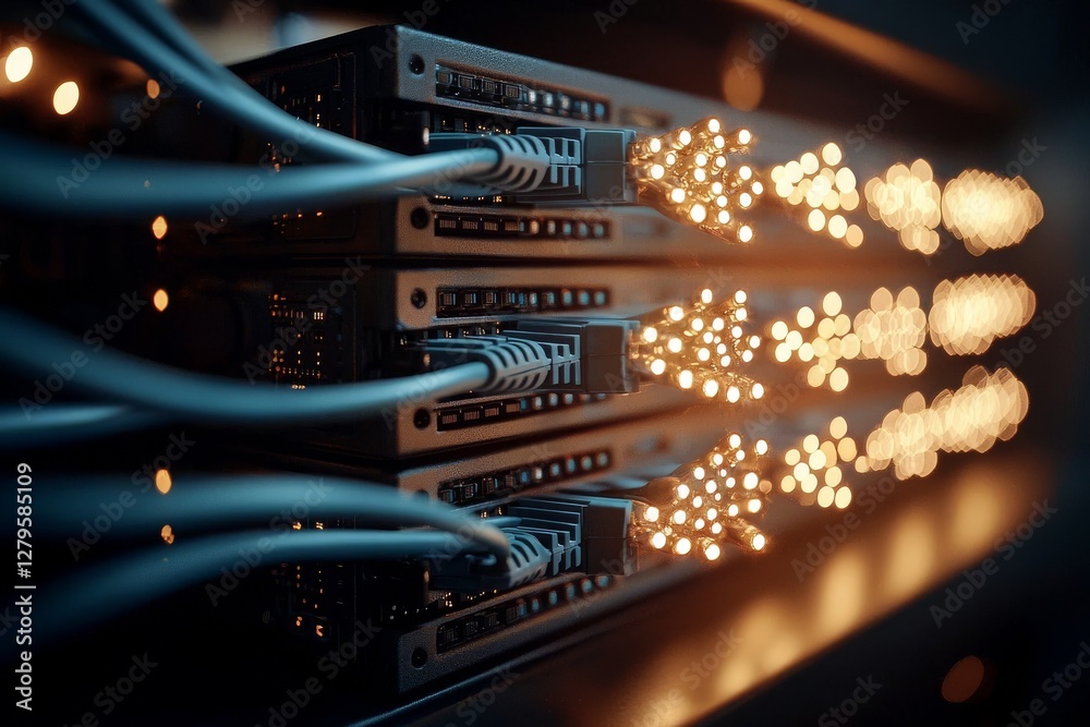 Stock-Illustration „Network switches and ethernet cables are key ...