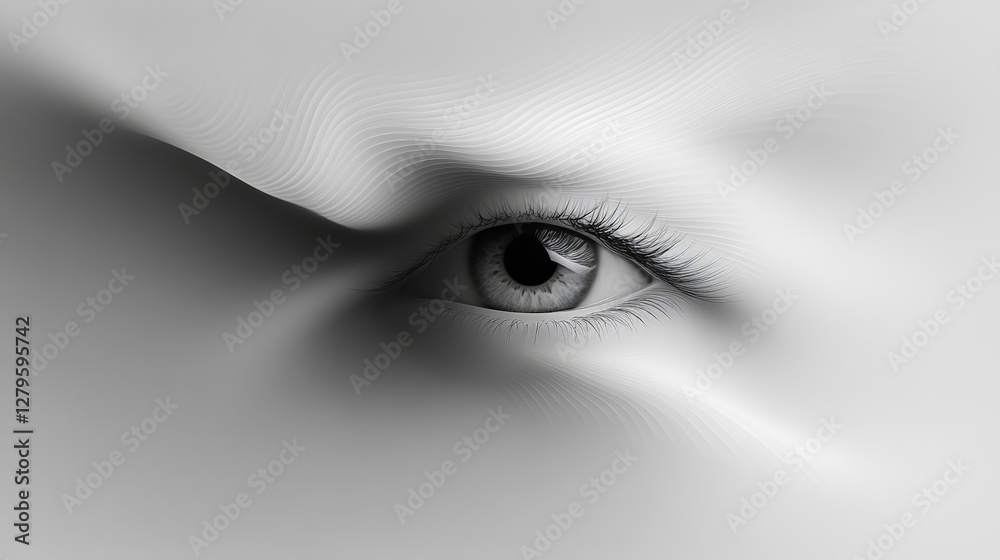 Artistic representation of a human eye peeking through a textured ...