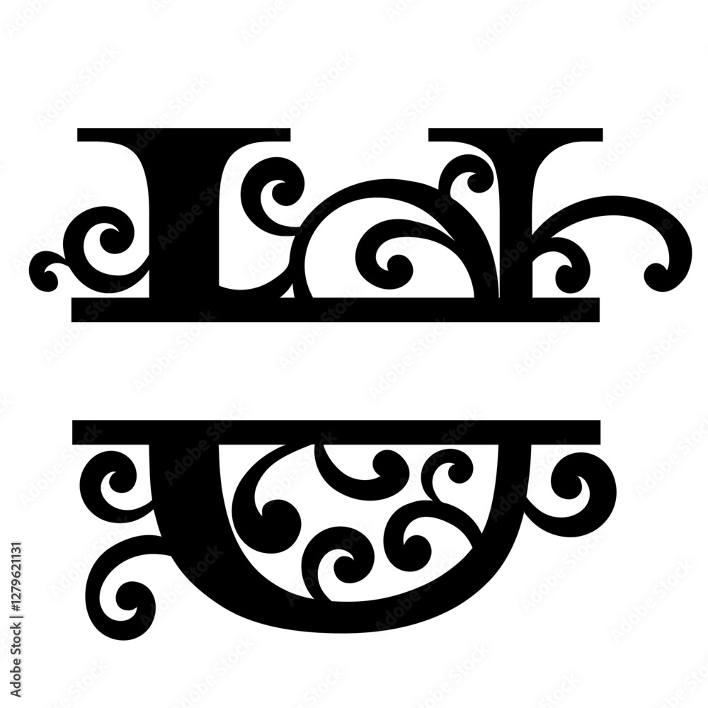 Image vectorielle Stock Split Letters A-Z SVG, Floral Split SVG, Floral ...