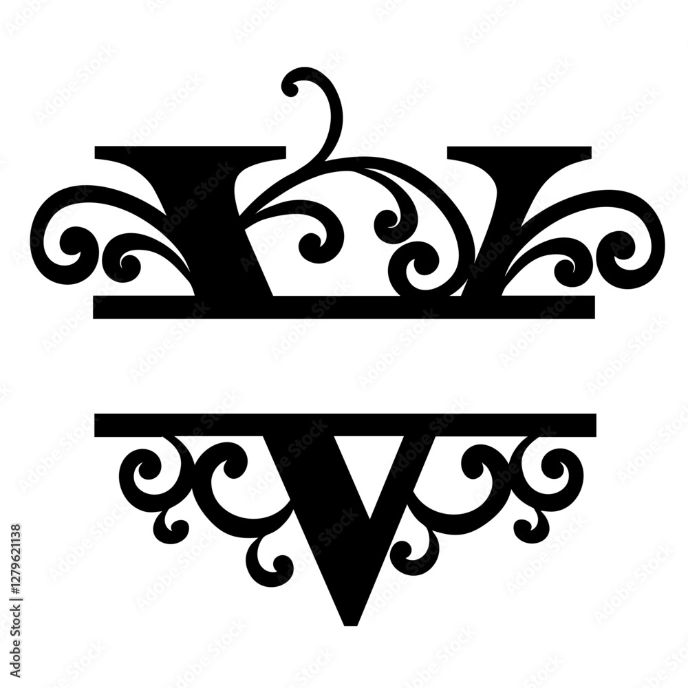 Vektor Split Letters A-Z SVG, Floral Split SVG, Floral Letter Graphic ...