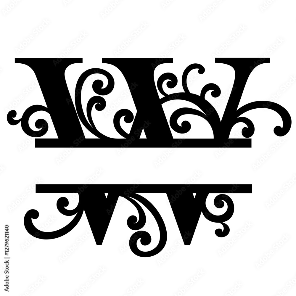 Image vectorielle Stock Split Letters A-Z SVG, Floral Split SVG, Floral ...