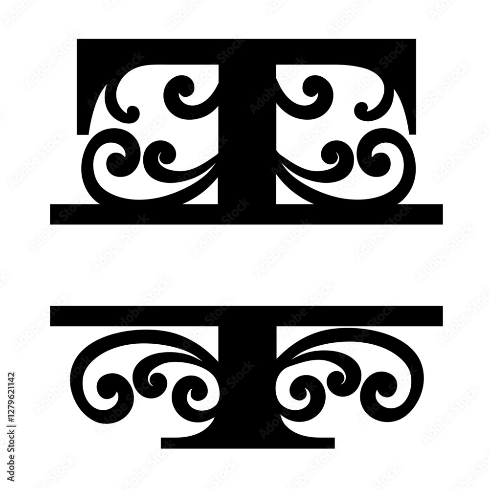 Split Letters A-Z SVG, Floral Split SVG, Floral Letter Graphic ...