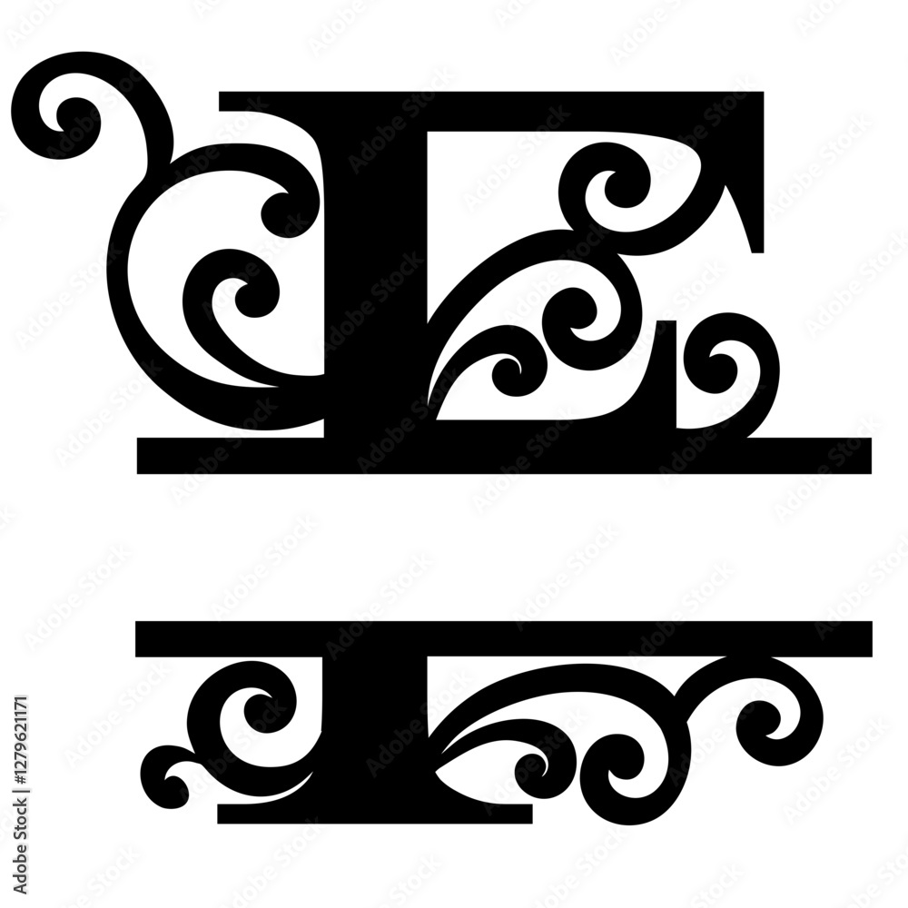 Vektor Split Letters A-Z SVG, Floral Split SVG, Floral Letter Graphic ...