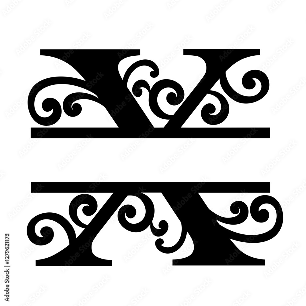 Vektor Split Letters A-Z SVG, Floral Split SVG, Floral Letter Graphic ...