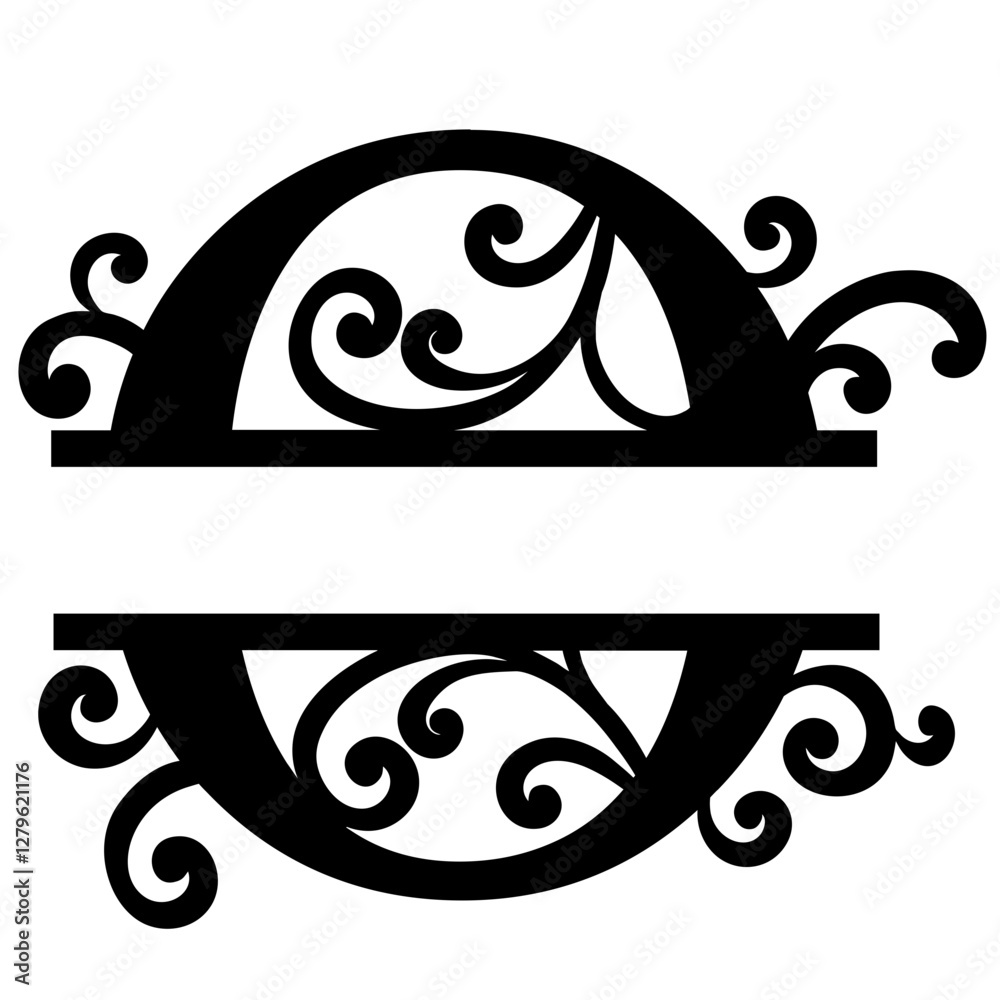 Image vectorielle Stock Split Letters A-Z SVG, Floral Split SVG, Floral ...