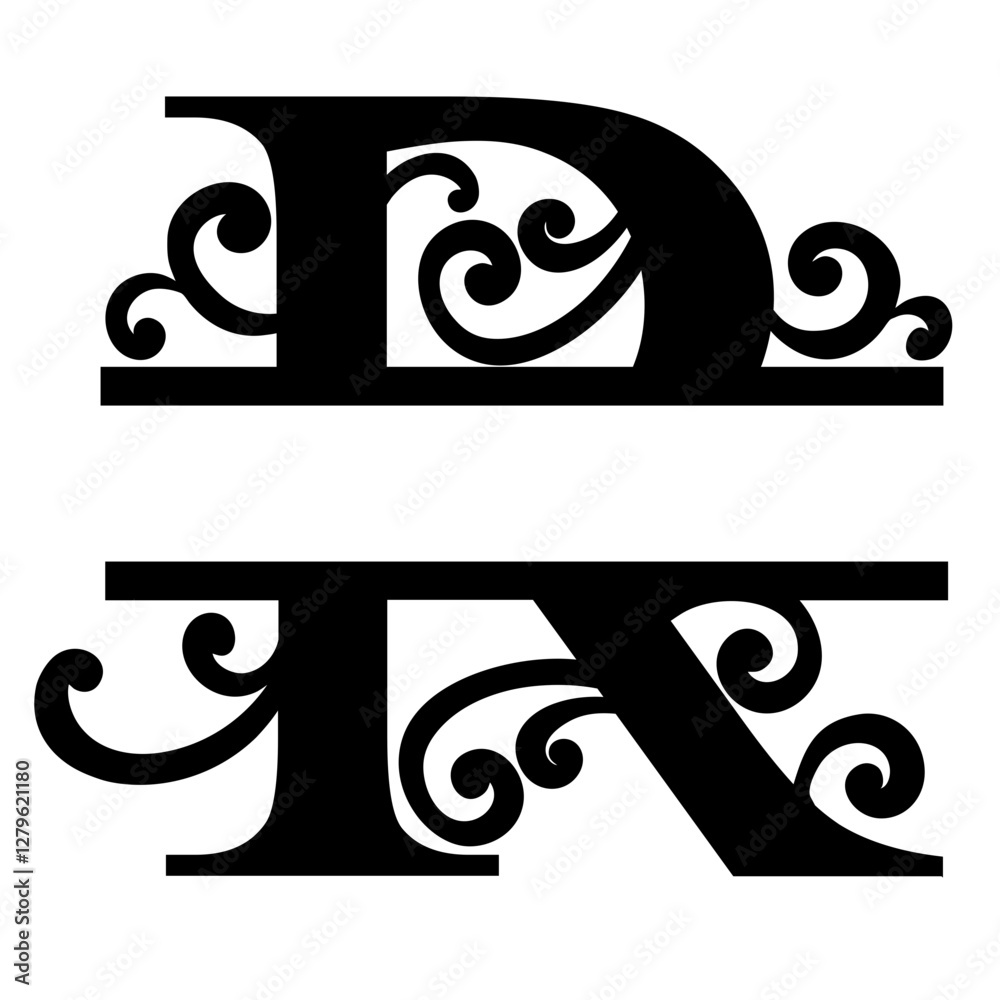 Image vectorielle Stock Split Letters A-Z SVG, Floral Split SVG, Floral ... Image vectorielle Stock Split Letters A-Z SVG, Floral Split SVG, Floral ...