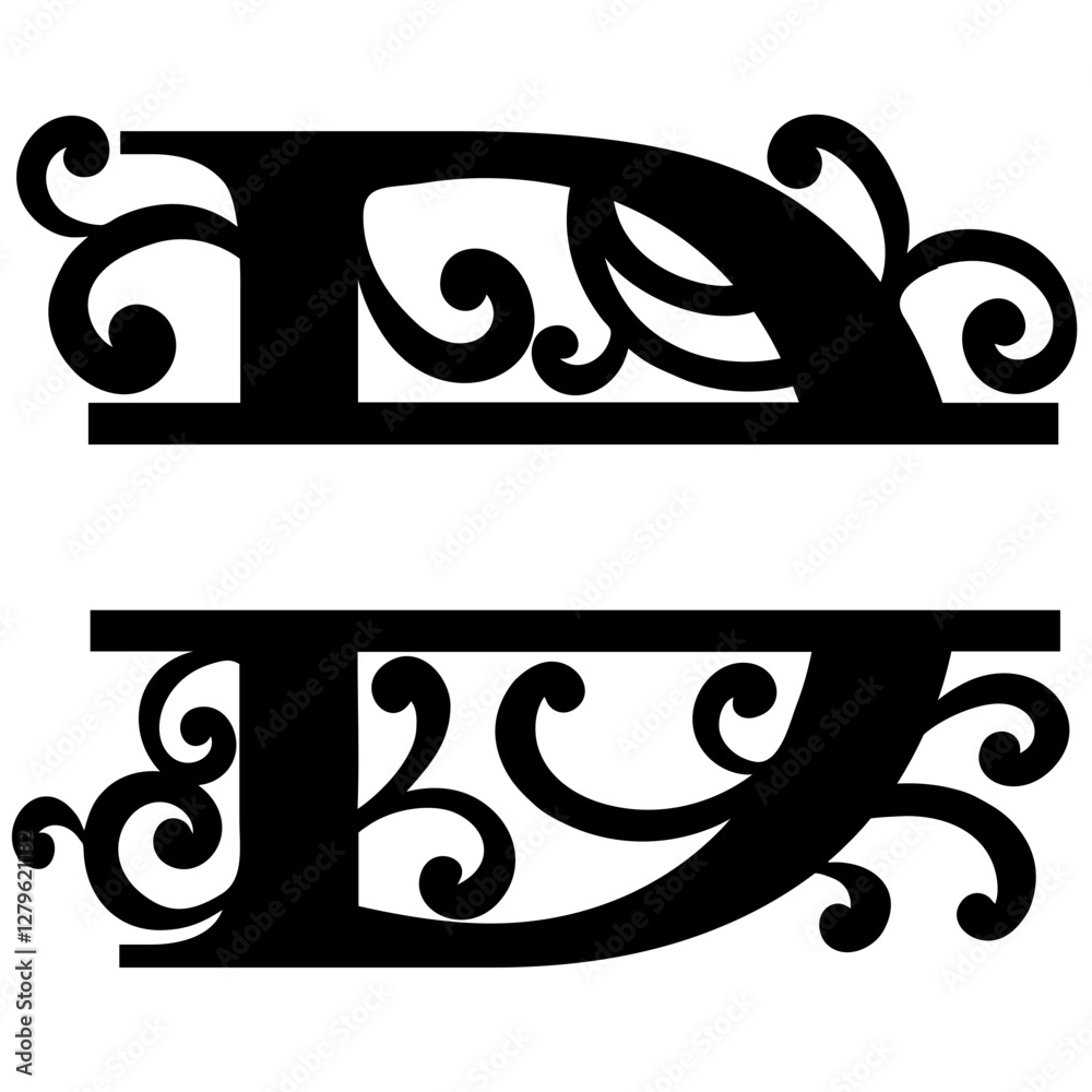 Vektor Split Letters A-Z SVG, Floral Split SVG, Floral Letter Graphic ...