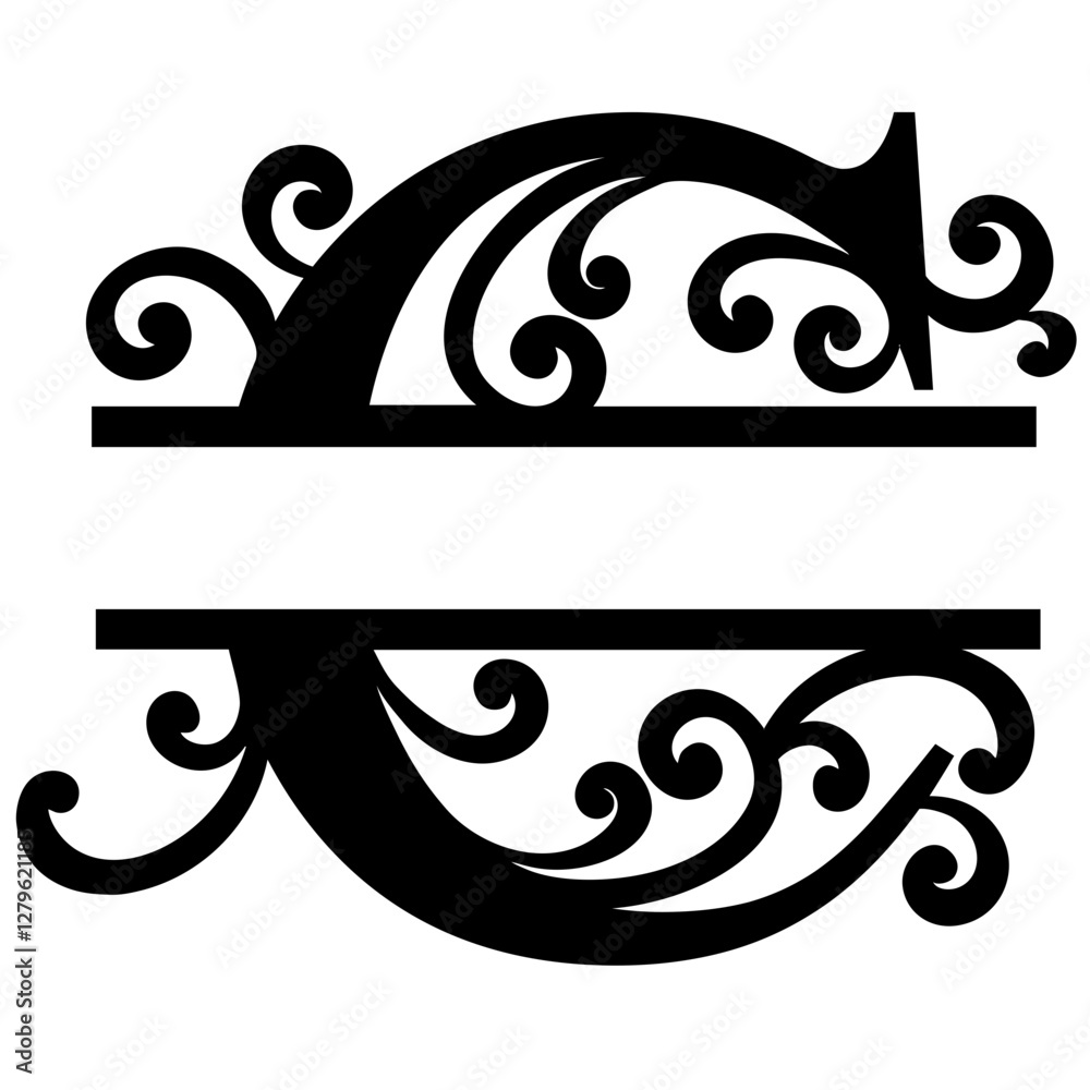 Image vectorielle Stock Split Letters A-Z SVG, Floral Split SVG, Floral ...