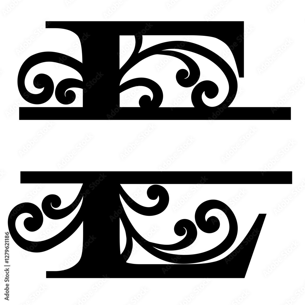 Image vectorielle Stock Split Letters A-Z SVG, Floral Split SVG, Floral ...