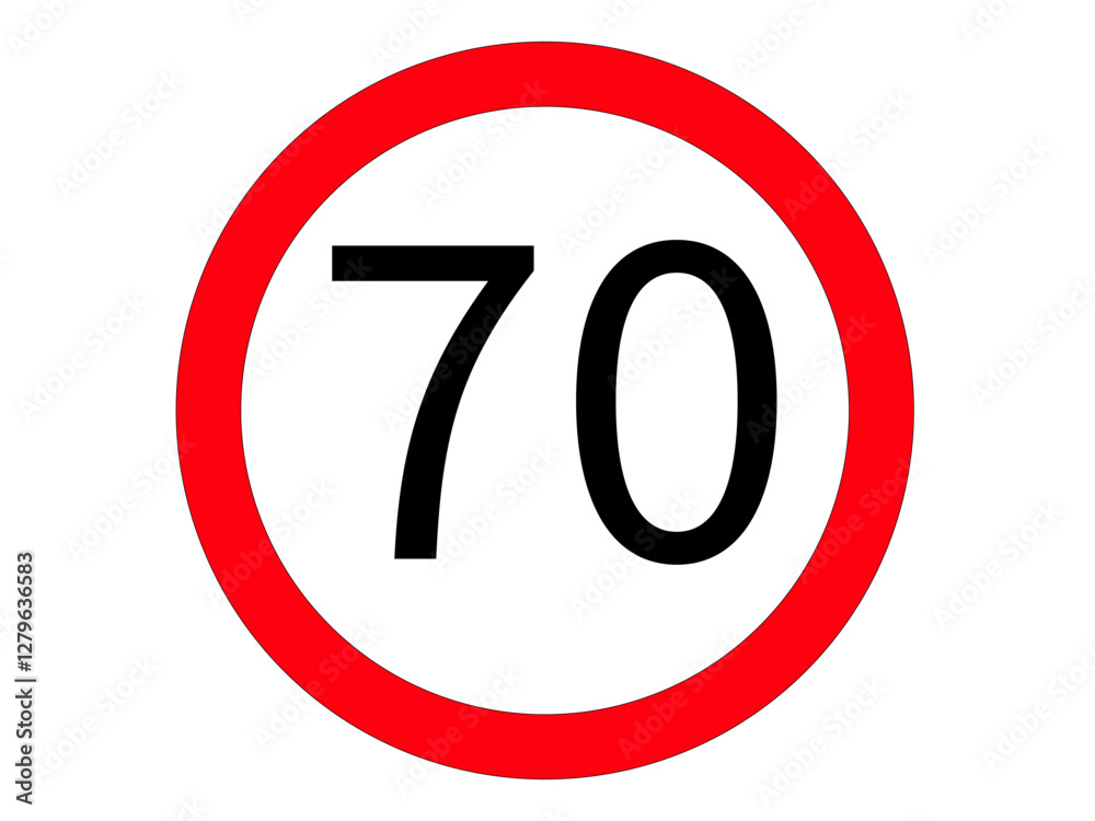 Traffic sign 70 km/h – speed limit sign for roads and construction ...